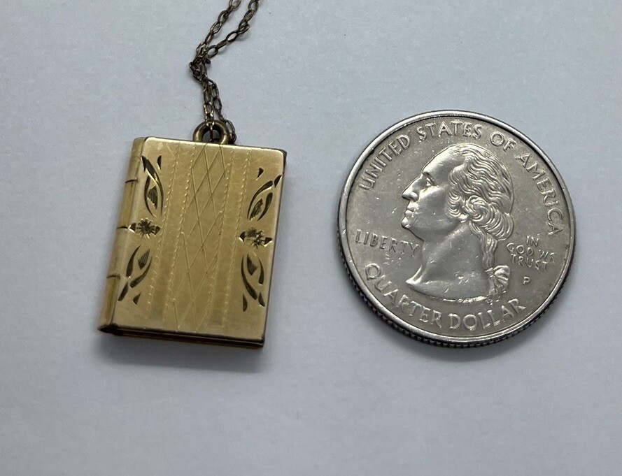 Art Deco 1/20 12kt Gold Filled Taille d’Epargne Book Shaped Locket ...