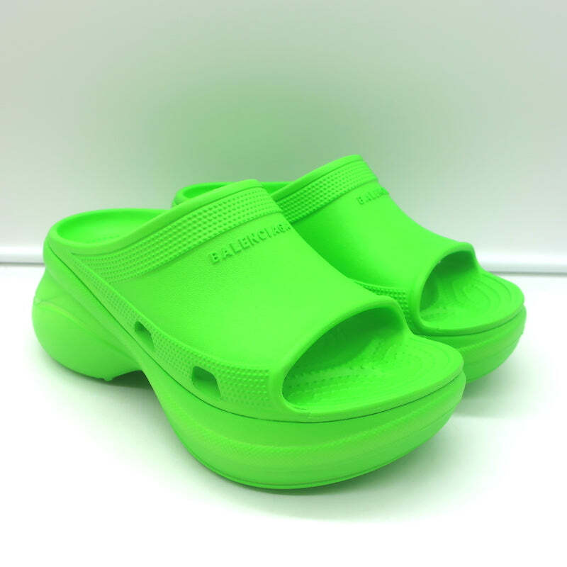 Balenciaga x Crocs Pool Slide Sandals Neon Green Rubber Size Balenciaga x Crocs Pool Slide Sandals Neon Green Rubber Size