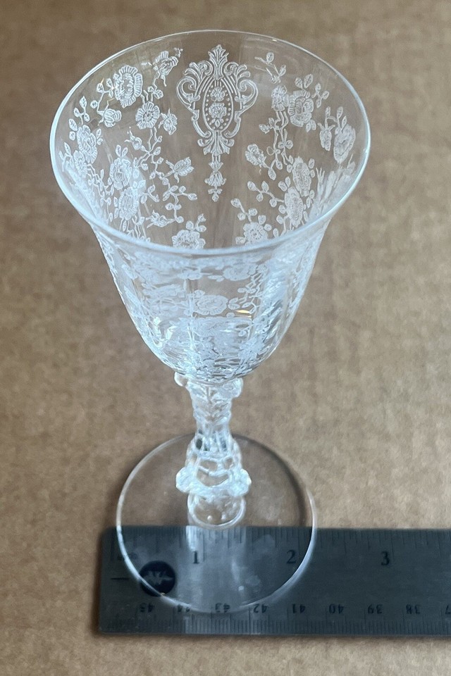 1940's TIFFIN FRANCISCAN Cherokee Rose Etched Glass Stemmed Cordial ...