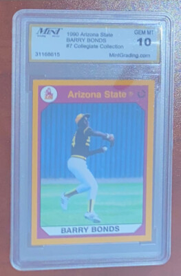 1990 Arizona State Barry Bonds #7 Collegiate Collection Mint Grading ...