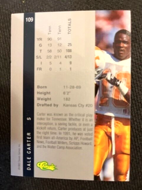 NFL - Dale Carter 1992 Four Sport Classic Draft Picks Rookie Card | eBay