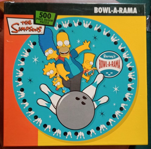 The Simpsons Bowl-a-rama circular jigsaw puzzle 500 piece 2005 Complete ...