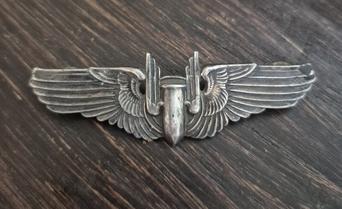 Vintage Sterling WW2 Air Force Bomber Aerial Gunner Wings Badge Pin~17. ...