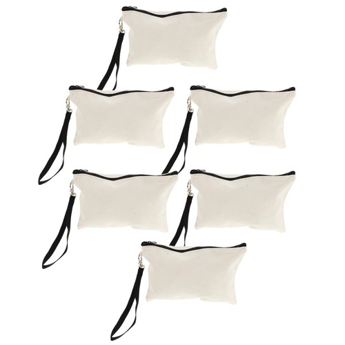 6pcs Fabric Makeup Bags - Cosmetic Zipper Blank Diy Pouch With Handle ...
