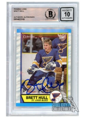 Brett Hull 1989-90 O-Pee-Chee Autograph Card #186 BAS 10 | eBay
