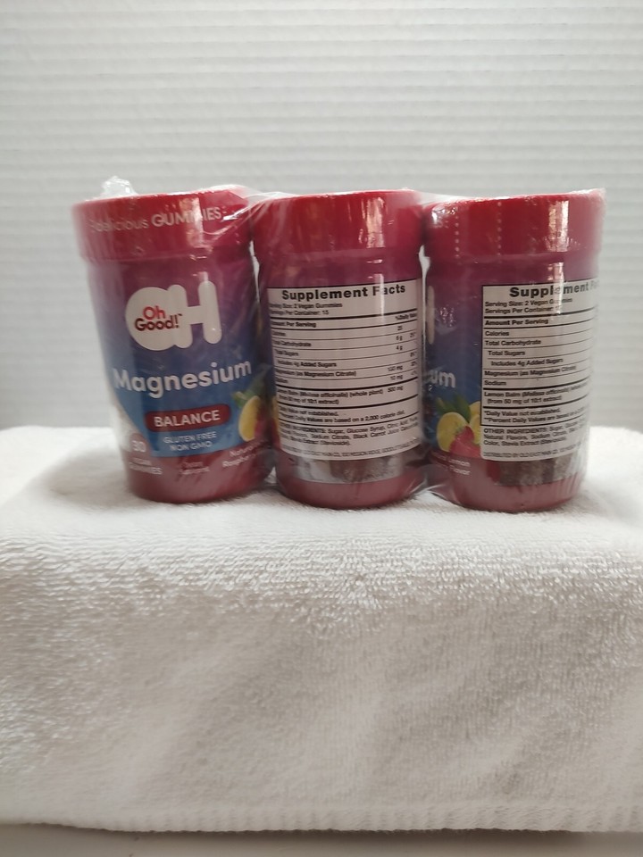 🔥(3) Oh Good Magnesium, Balance, Gluten Free, Vegan Gummies, 90 Total ...