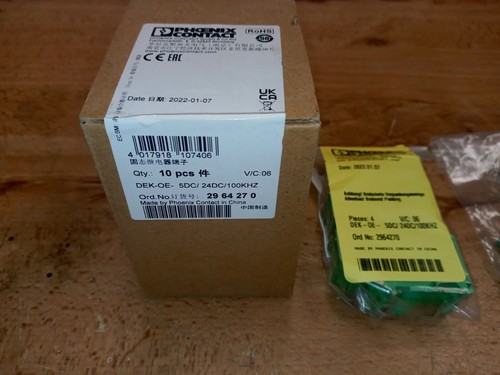 PHOENIX CONTACT 2964270, RELAY TERMINAL BLOCK, DEK-OE- 5DC/24DC/100KHZ ...