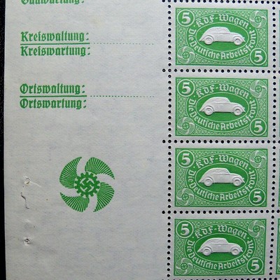 Germany KDF WAGEN/VOLKSWAGEN revenue sheet/50 stamp-MNH-RARE-DAF ...