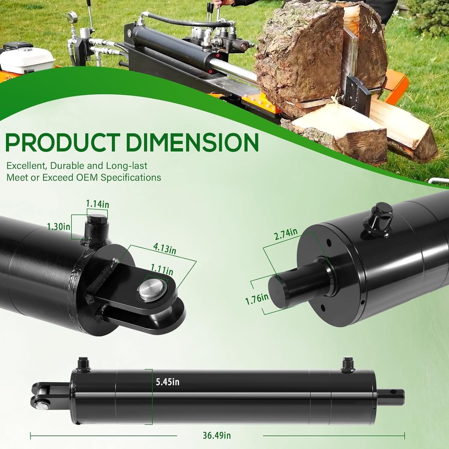 5"x24" Log Splitter Hydraulic Cylinders Double Acting 5" Bore 24 ...