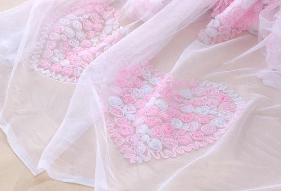 Heart Shape Flowers Bridal Lace Fabric Embroidery Wedding Dress DIY ...