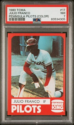 1980 TCMA Peninsula Pilots Julio Franco (Color) PSA 7 Minor League | eBay