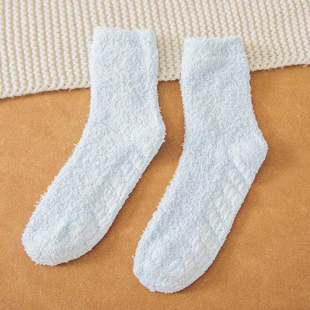 5pairs Women Slipper Socks Anti Slip Solid Fleece Gift Easy Clean Daily ...