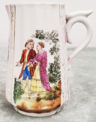 Roschutz Creamer Pitcher White, Loving Couple w/ Pink Florals Curved ...