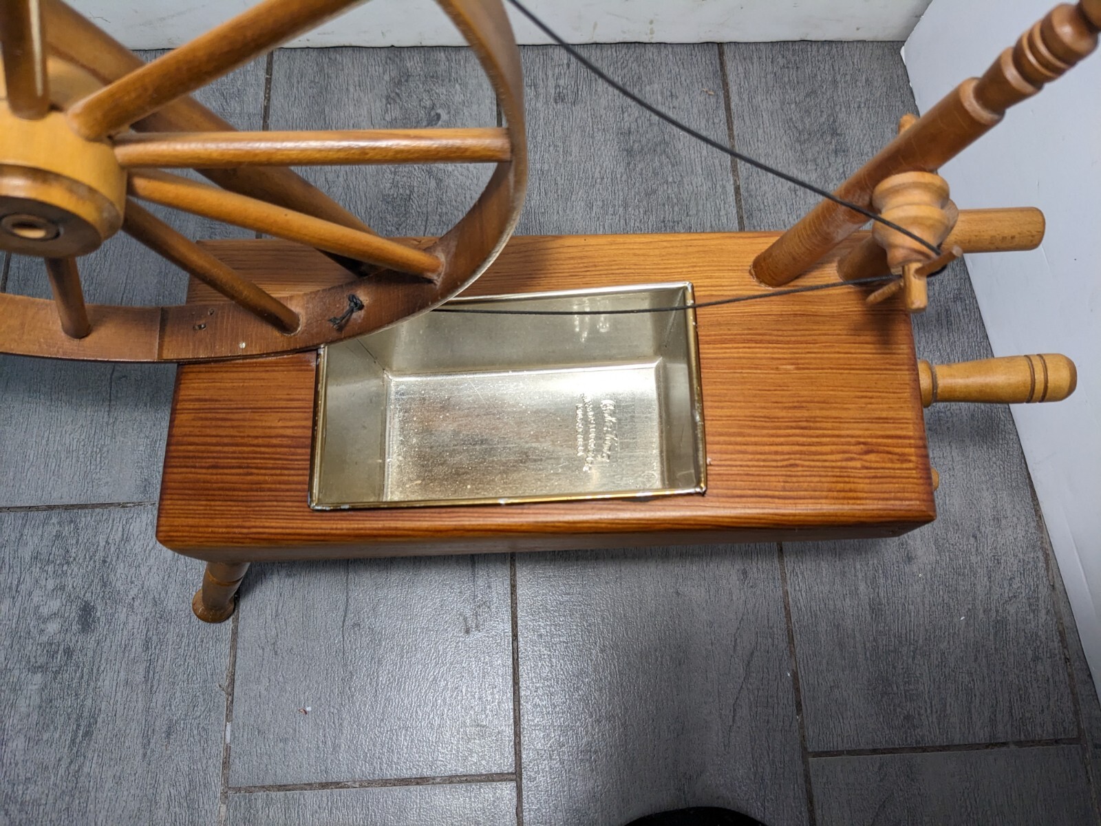 Vintage Mini Tabletop Wood Spinning Wheel Planter - Rustic Primitive ...