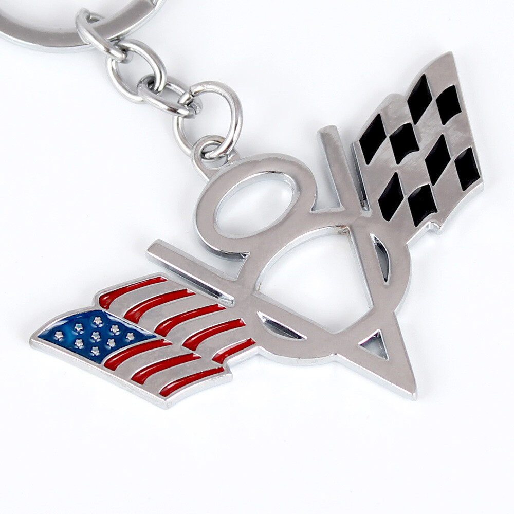 3D USA Flag V8 Symbol Car Key Chain Keychain Key Ring for Corvette C6 ...
