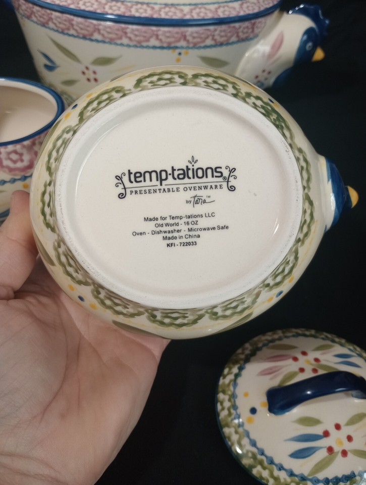 Set Of 3 Confetti Old World Pattern Chicken Ovenware Temp-tations by ...