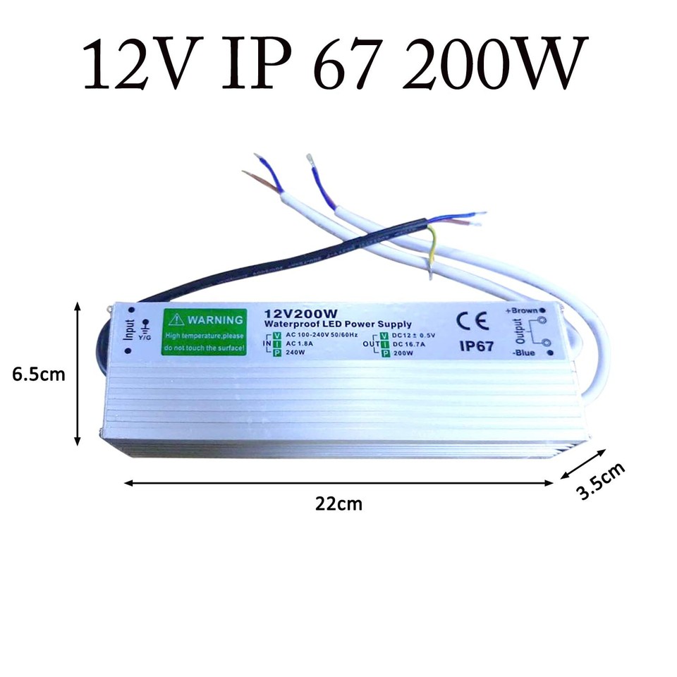 IP67 Waterproof Power Supply PSU AC 240V -DC 12V Transformer LED Driver ...