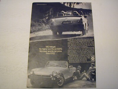 1976 MG MIDGET CONVERTIBLE BRITISH LEYLAND WALL ART VINTAGE PRINT AD ...