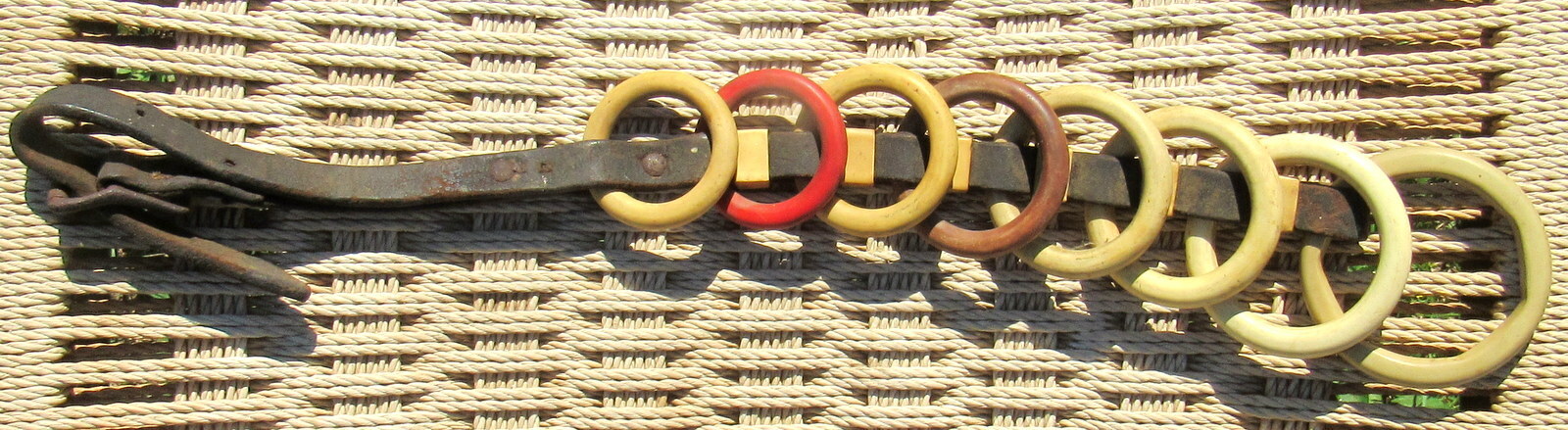 vtg horse harness rein guide spreader colorful rings leather equestrian ...