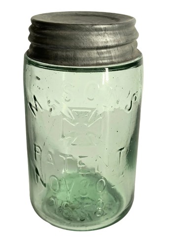 Rare Maltese Cross Green Early Mason's Pint Ball Jar Pat. Nov 26 1867 ...