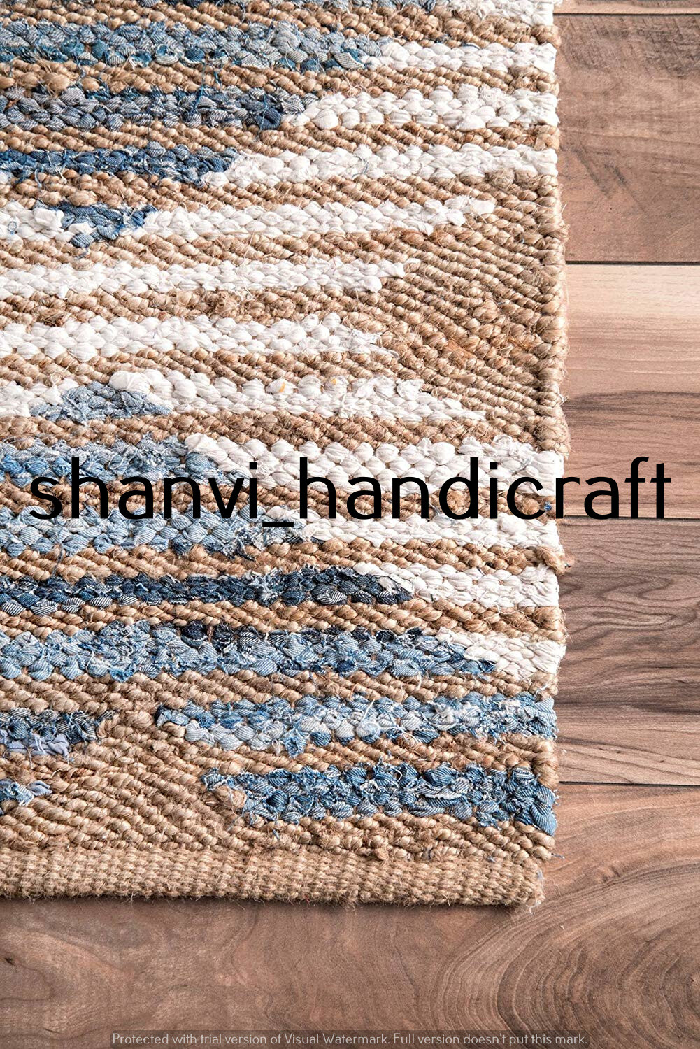 Handmade Braided Jute Runner Rug Multi Color 80X360 CM Jute Cotton Rug ...