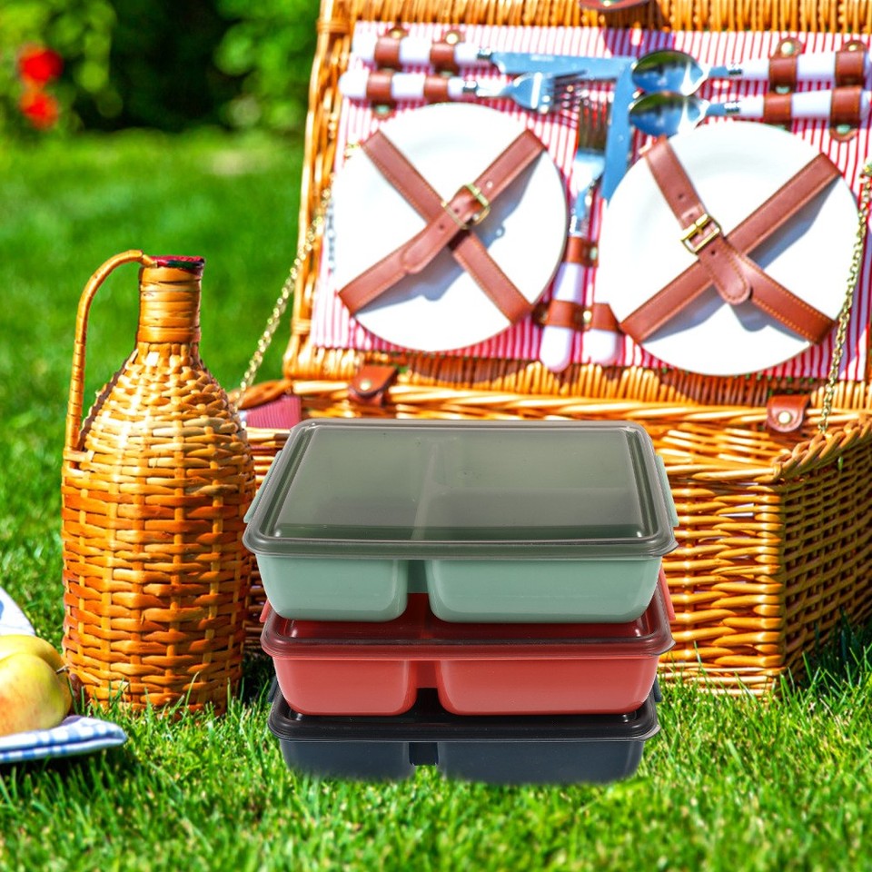 3pcs Three Grids Food Box Lunch Case Lunch Holder Bento Lunch Box | eBay UK