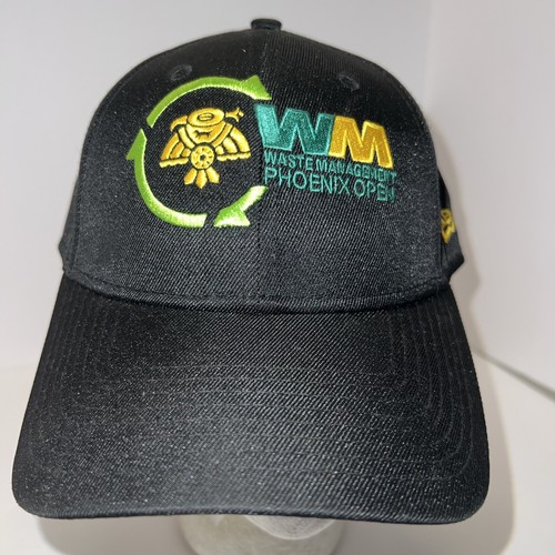 Waste Management WM Logo Phoenix Open Black Hat Cap w Green Gold New ...