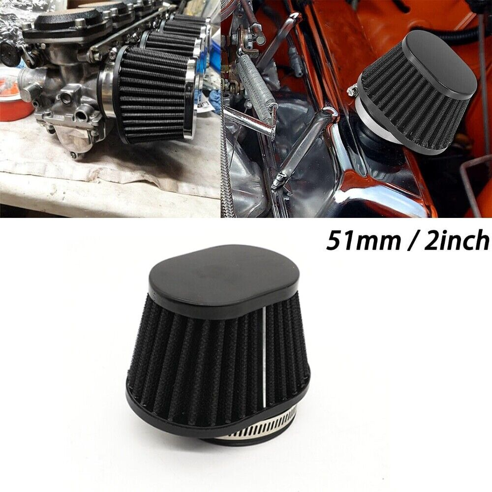 Air Filter 2in Air Intake High Flow Cone Filter Black For Motorcycle ...