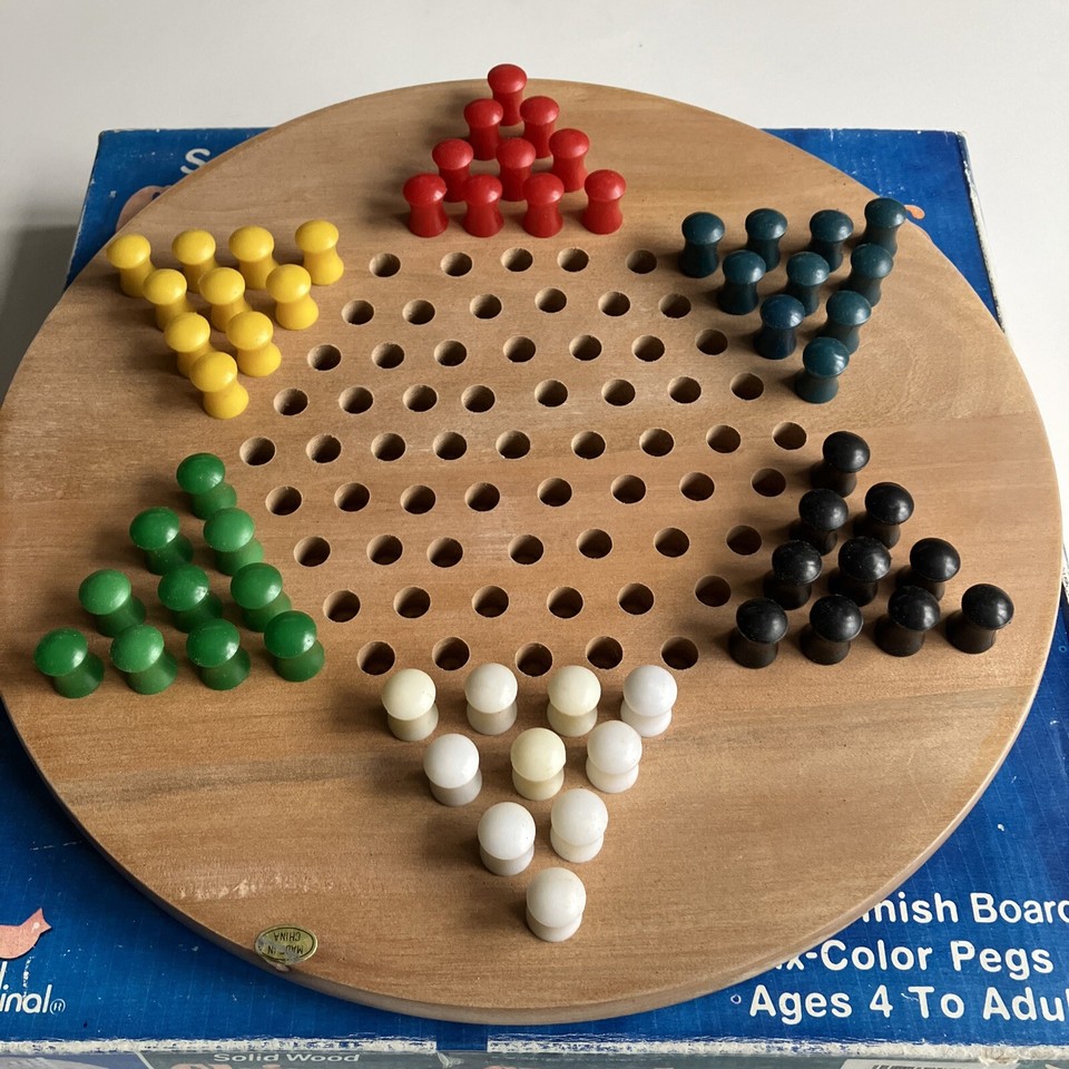 Vintsge Cardinal Industries Solid Wood Chinese Checkers Game Edition No ...