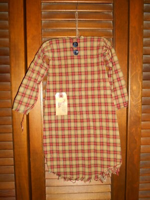 Primitive Dress wall decor,NIGHTSHIRT RED & GREEN PLAID,Country,Grungy ...
