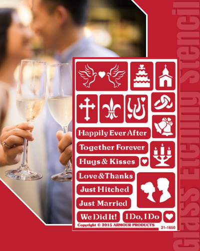 Wedding Engagement Anniversaries Glass Etching Stencils Reusable Armour ...