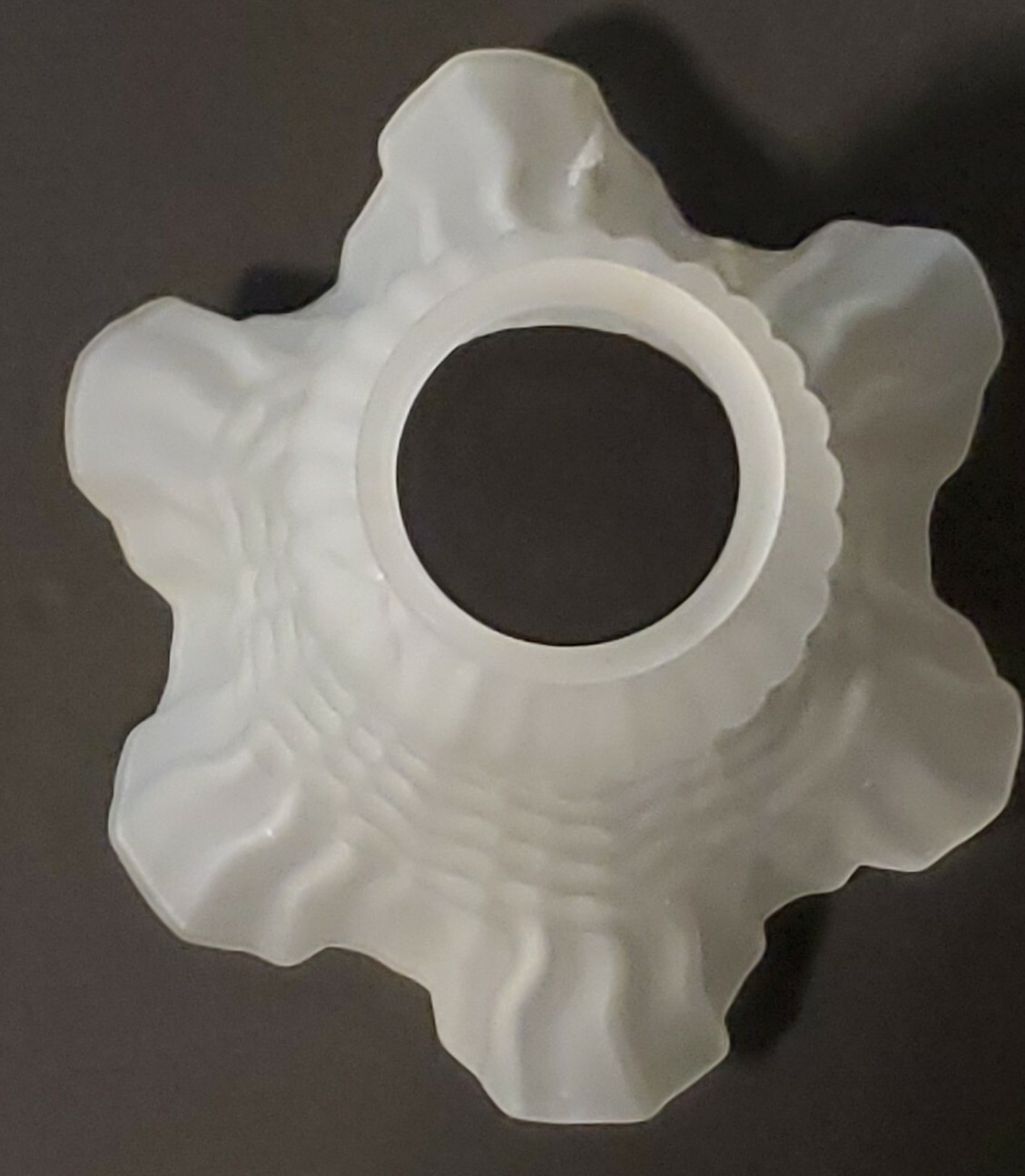 Pair of Vintage Frosted Vianne Ruffled Glass Flower-Shaped Shade France ...