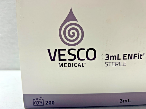 BOX OF 200 VESCO MEDICAL 3ML ENFIT SYRINGE VED-603EO | eBay