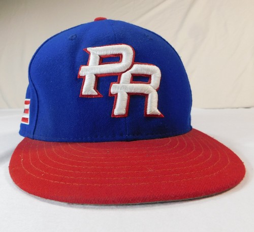 New Era Puerto Rico World Baseball 7 & 3/8 Fitted Hat Red Blue with ...
