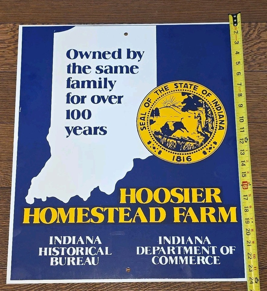 VTG Hoosier Indiana Homestead 100 Year Family Farm Metal Sign 24x20 ...