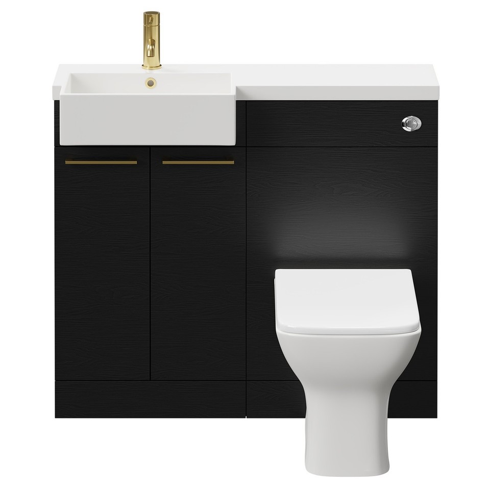 Napoli Combination Nero Oak 1000mm Vanity Unit Toilet Suite with Left ...