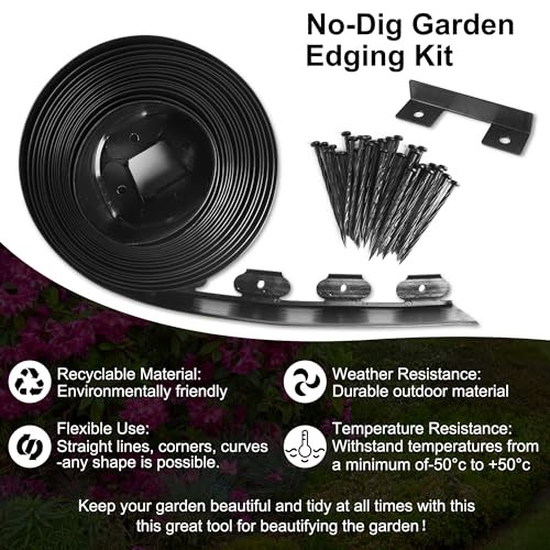 Landscape Edging No Dig [Extra 4 inch Tall] 33FT Garden Edging with 30 ...