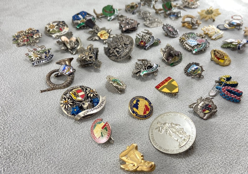 Lot of 39 Vintage German Austrian Trachten Hat Pins & Alpine Souvenir ...
