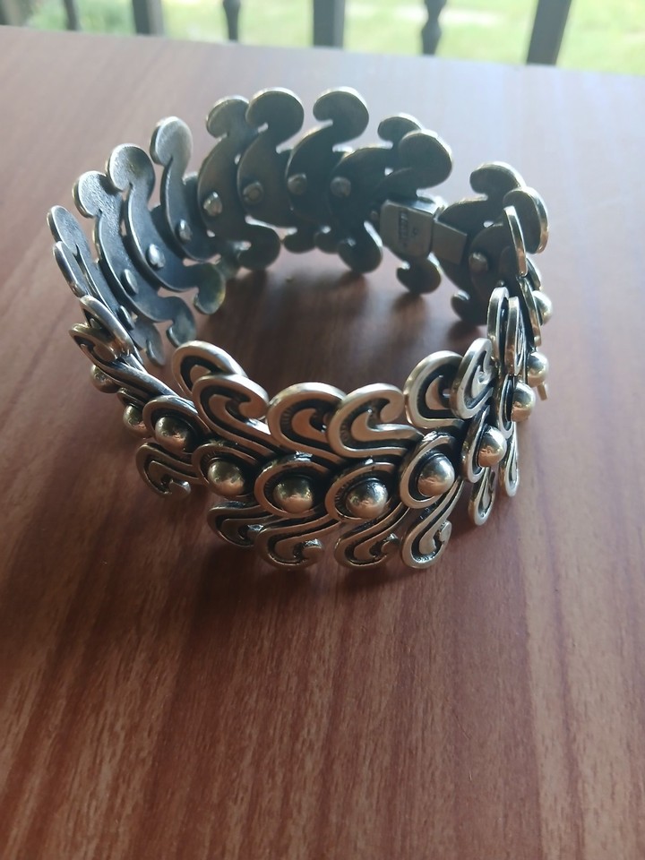 Rare Vintage Mayan Style Los Castello Taxco Mexican 925 Sterling Bracelet | eBay