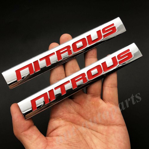 2x Metal Chrome Nitrous Car Trunk Rear Emblem Badge Decals Sticker NOS ...