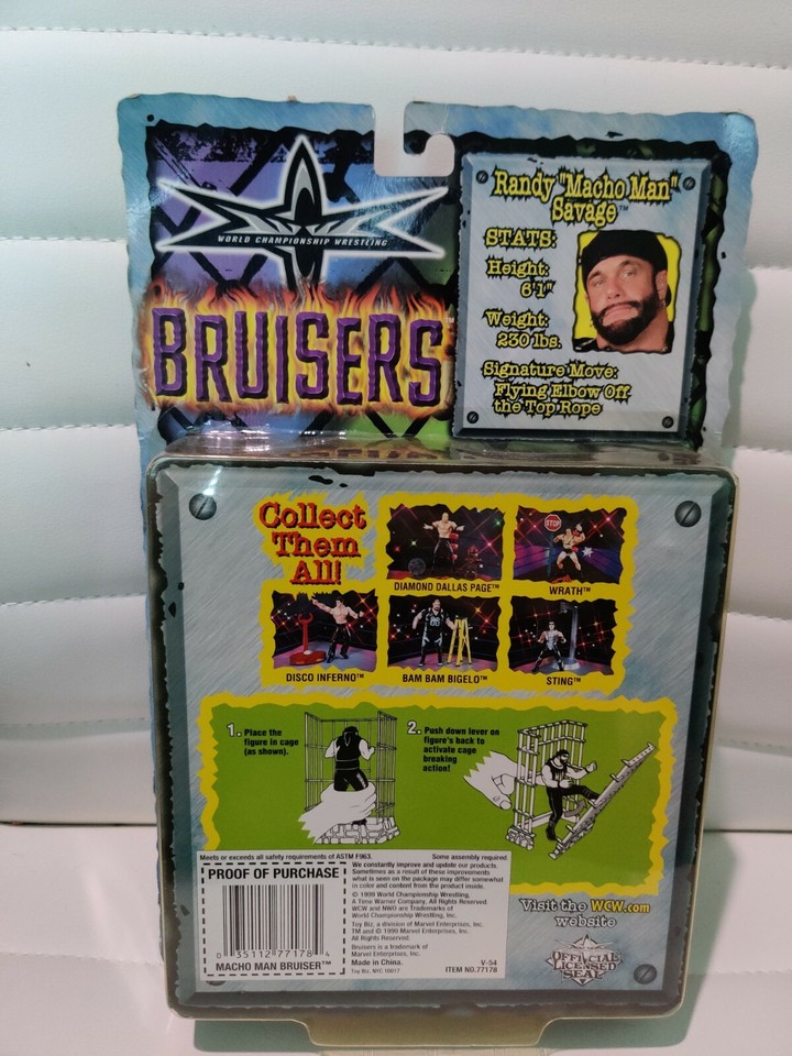 1999 ToyBiz WCW Bruisers Macho Man Randy Savage Figure Rare Variant MOC ...