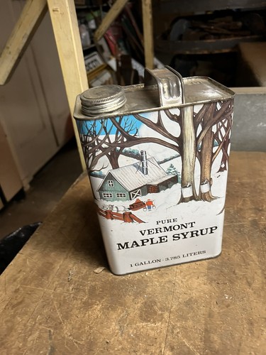 Vintage Old Rare Pure Vermont VT Maple Syrup Graphic One Gallon Tin ...