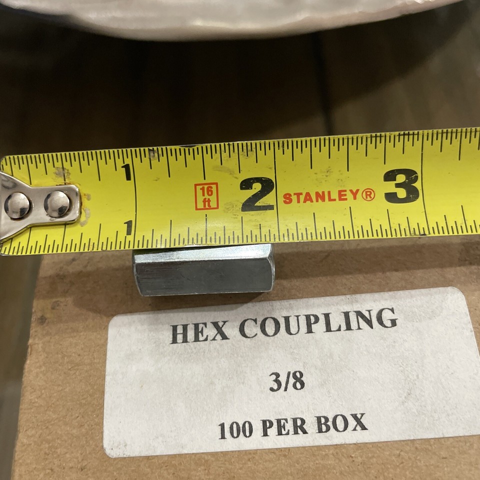 100 Hex Rod Coupling Nuts 3/8 X 1 Threaded Rod Connectors Zinc **FREE ...