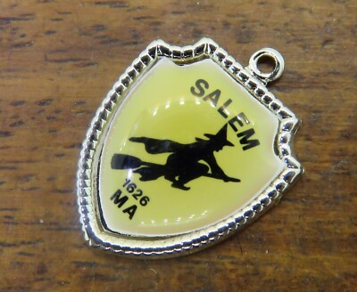 Vintage silver SALEM WITCH 1626 MASSACHUSETTS HALLOWEEN TRAVEL SHIELD ...