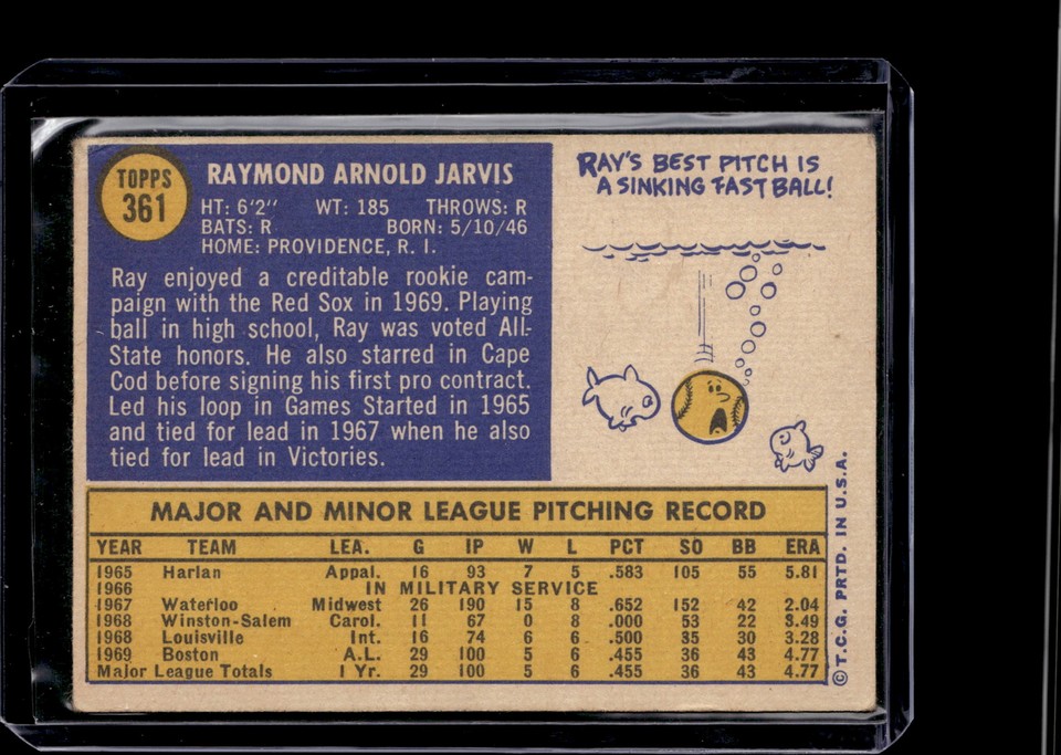 Ray Jarvis 1970 Topps #361 Boston Red Sox | eBay