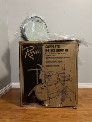 2021 Rogue Complete 5-Piece Drum Set (Full Size) Chrome/ Black ...