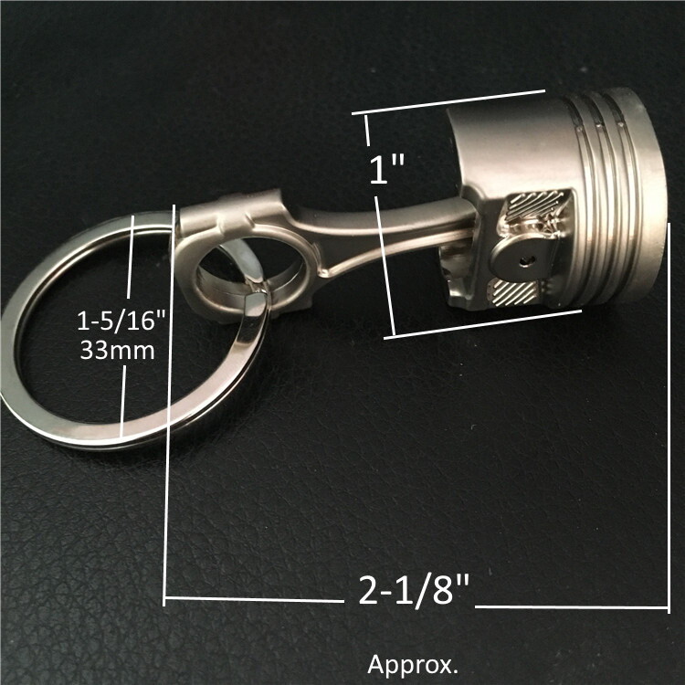 Piston Keychain Connecting Rod Car Engine Silver Metal 3D Keyring Key ...