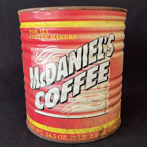 Vintage McDANIEL'S coffee tin can 34.5 oz McDaniels Rust Crusty Moran ...