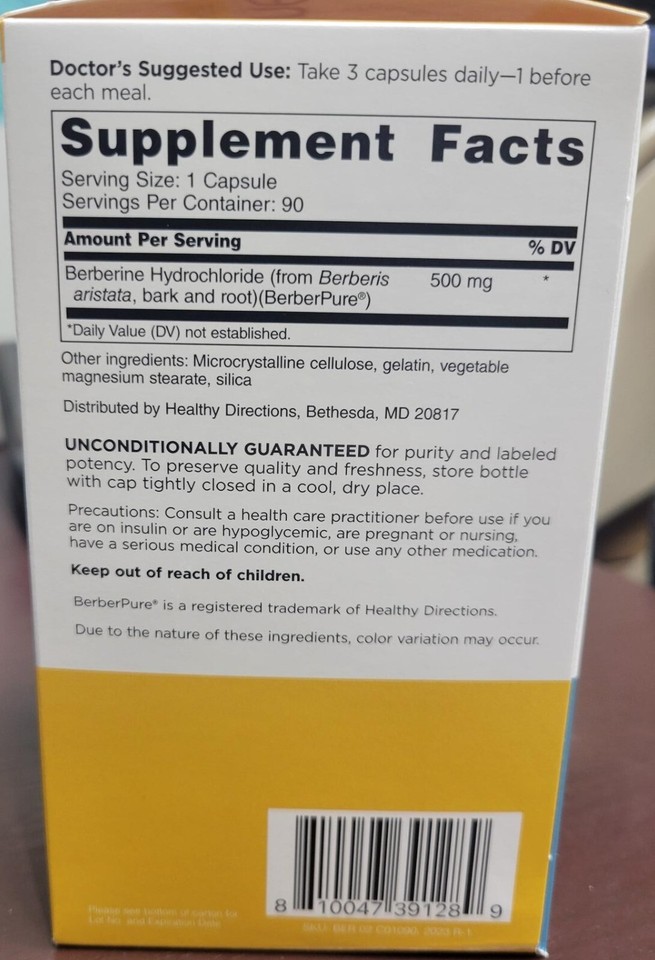 Doctor's Preferred Berberine 1,500mg Dietary Supplement, 105 Capsules ...