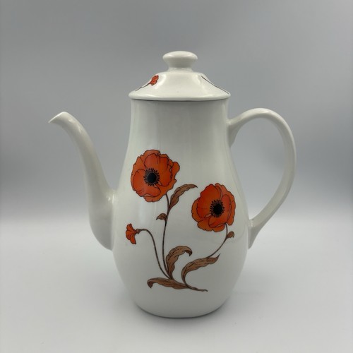 Vintage 1970s Avon Teapot Yugoslavia White And Orange Poppies Floral ...
